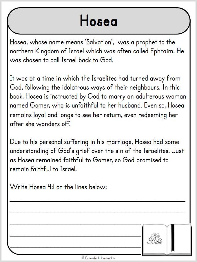 Minor Prophets Bible Lesson Printable Pack – Proverbial Homemaker